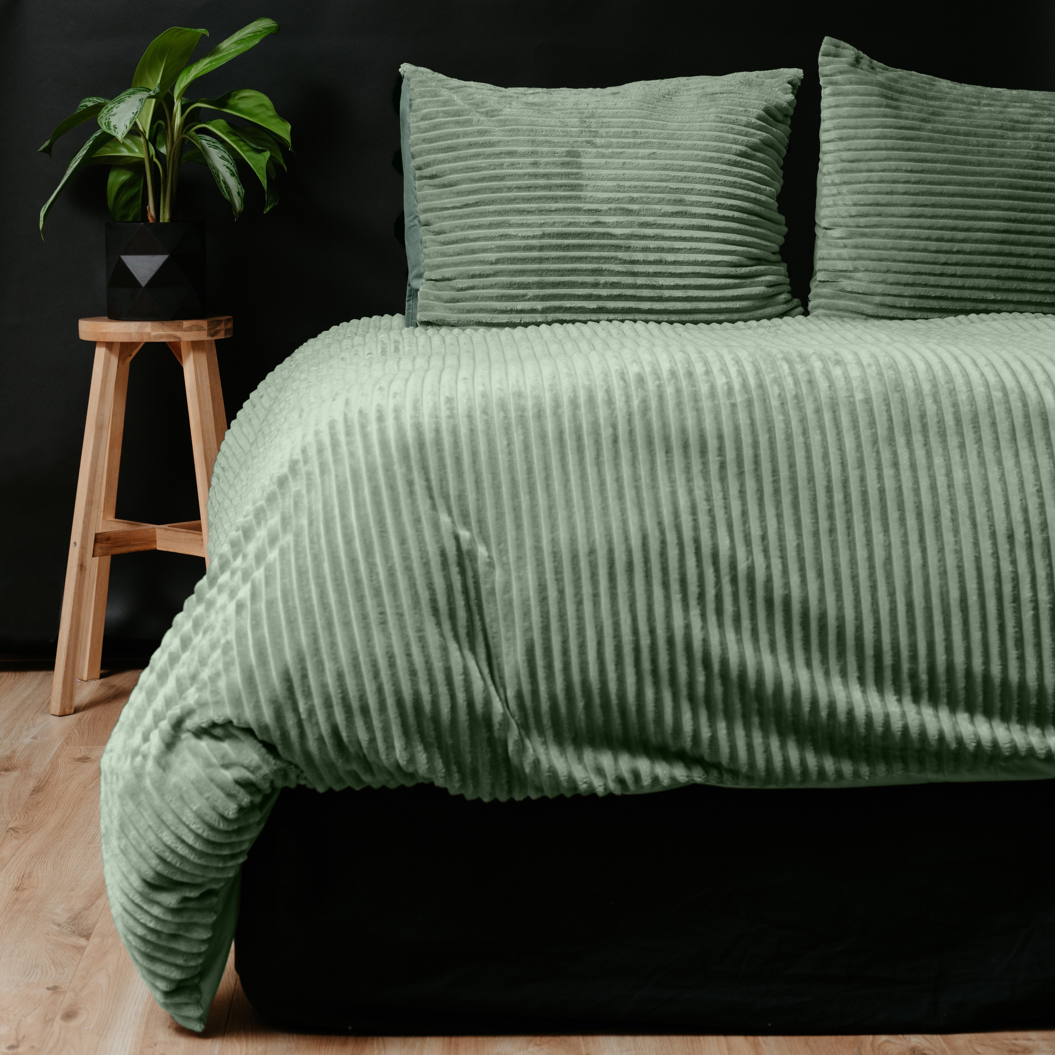 Rib Teddy Dekbedovertrek - Groen – Budget-Bed.nl